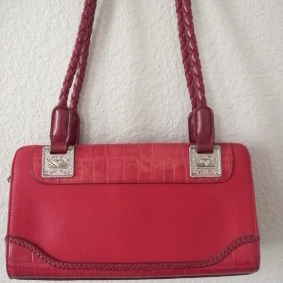 MC | Bags | Mc Red Shoulder Bag With Silver Detail And Braided Straps ...